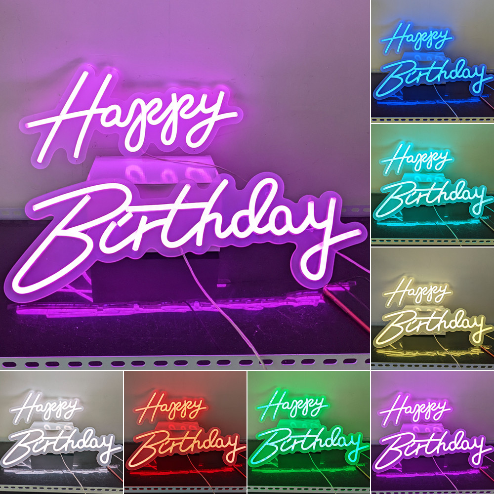 Jual Large Size Happy Birthday Neon Sign 76cm and Custom Birthday Party ...