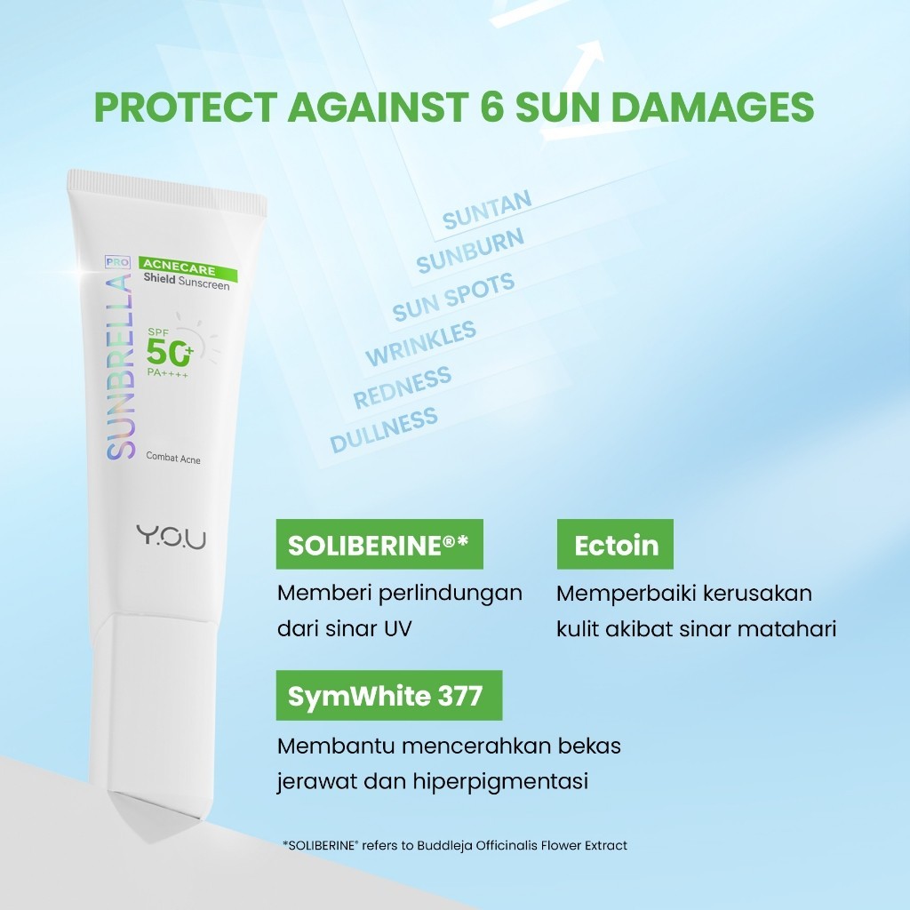 Jual YOU Sunbrella Pro Acnecare Shield Sunscreen SPF 50+ PA++++ Acne ...