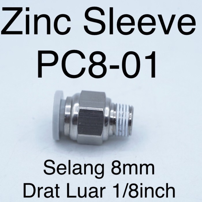 Jual PC8-01 PC8 01 Konektor Pneumatik Nepel Pneumatic Push Fitting Zinc Sleeve Lurus Selang 8mm ...