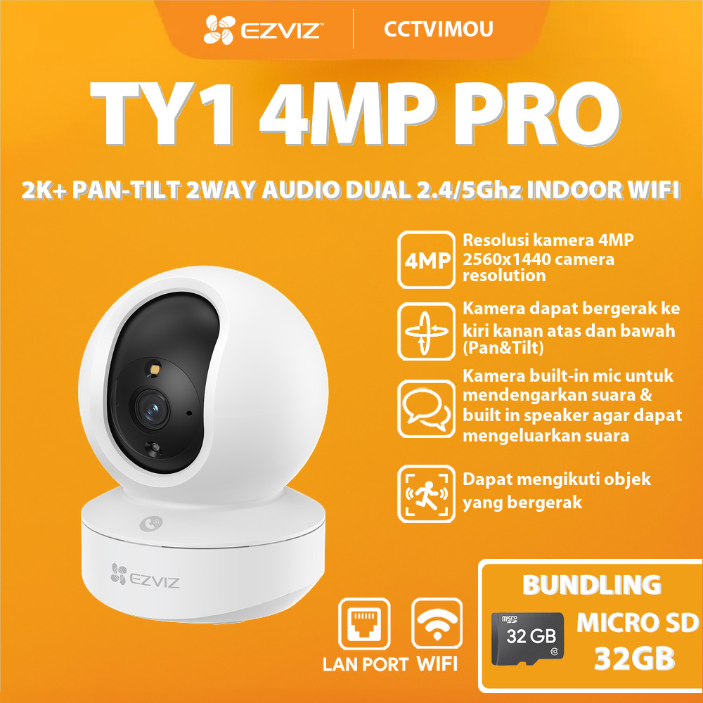 Jual EZVIZ TY1 4MP PRO 2K+ PAN-TILT 2WAY AUDIO DUAL 2.4/5GHZ INDOOR ...
