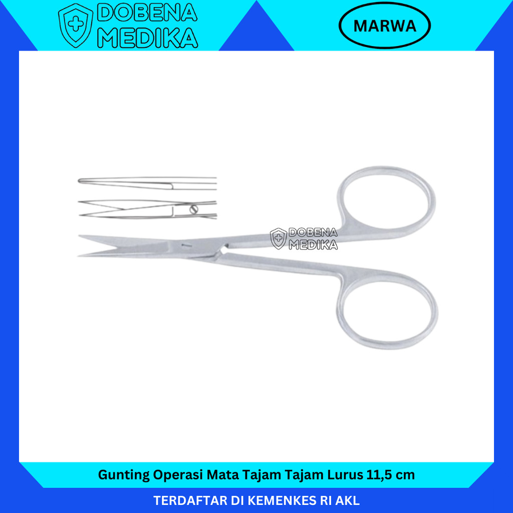 Jual Marwa Gunting Operasi Mata Tajam Tajam Lurus 11,5 cm | Shopee ...