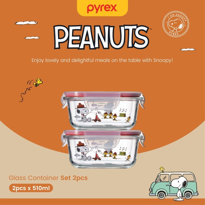 Jual PYREX Snoopy Food Container / Kotak Makan Kaca - Set 2pcs | Shopee ...