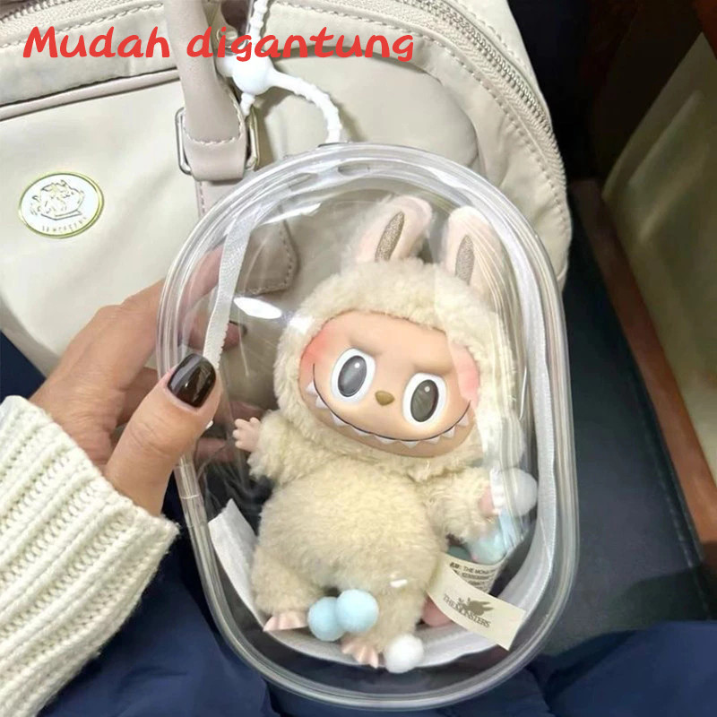 Jual (Hanya Tas)15cm-18cm Labubu Pouch PVC Tas Penyimpanan Transparan ...