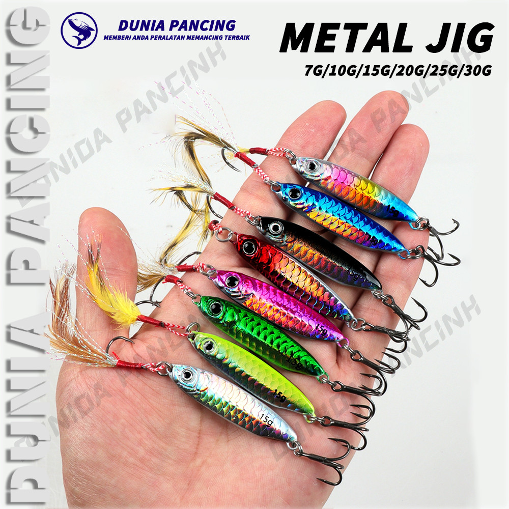 Jual New Fishing Lure 7g/10g/15g/20g/25g/30g Jigging Hook Fishing Spinner Bait Laser Metal Jig ...