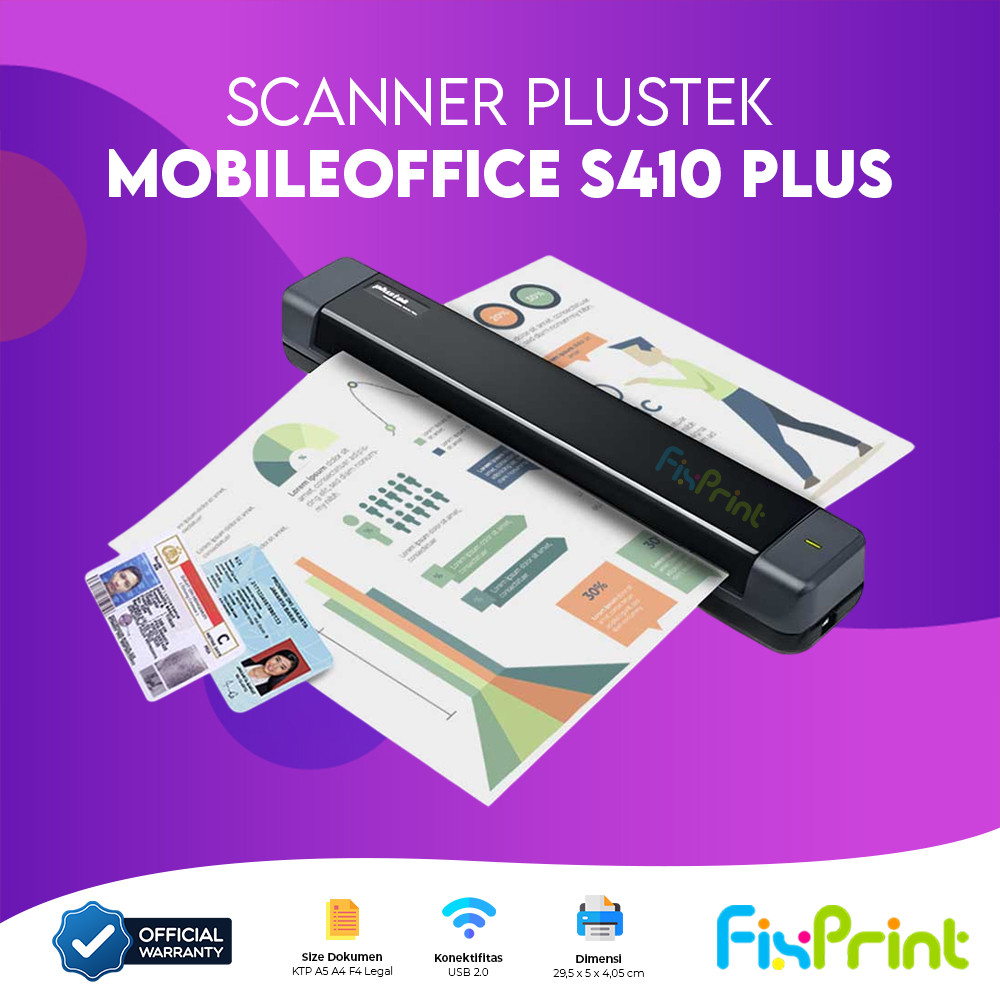 Jual FixPrint Plustek Scanner MobileOffice S410 Plus Mobile Scanner ...