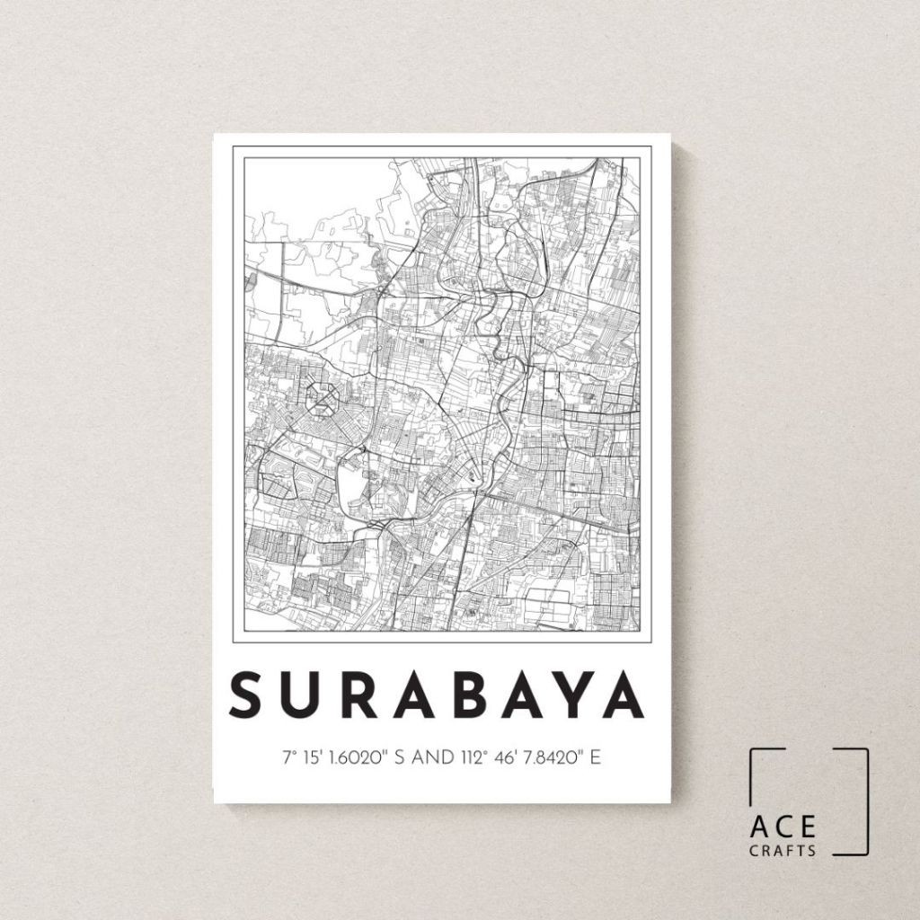 Jual Surabaya Indonesia City Map hiasan dinding ruangan custom city map ...