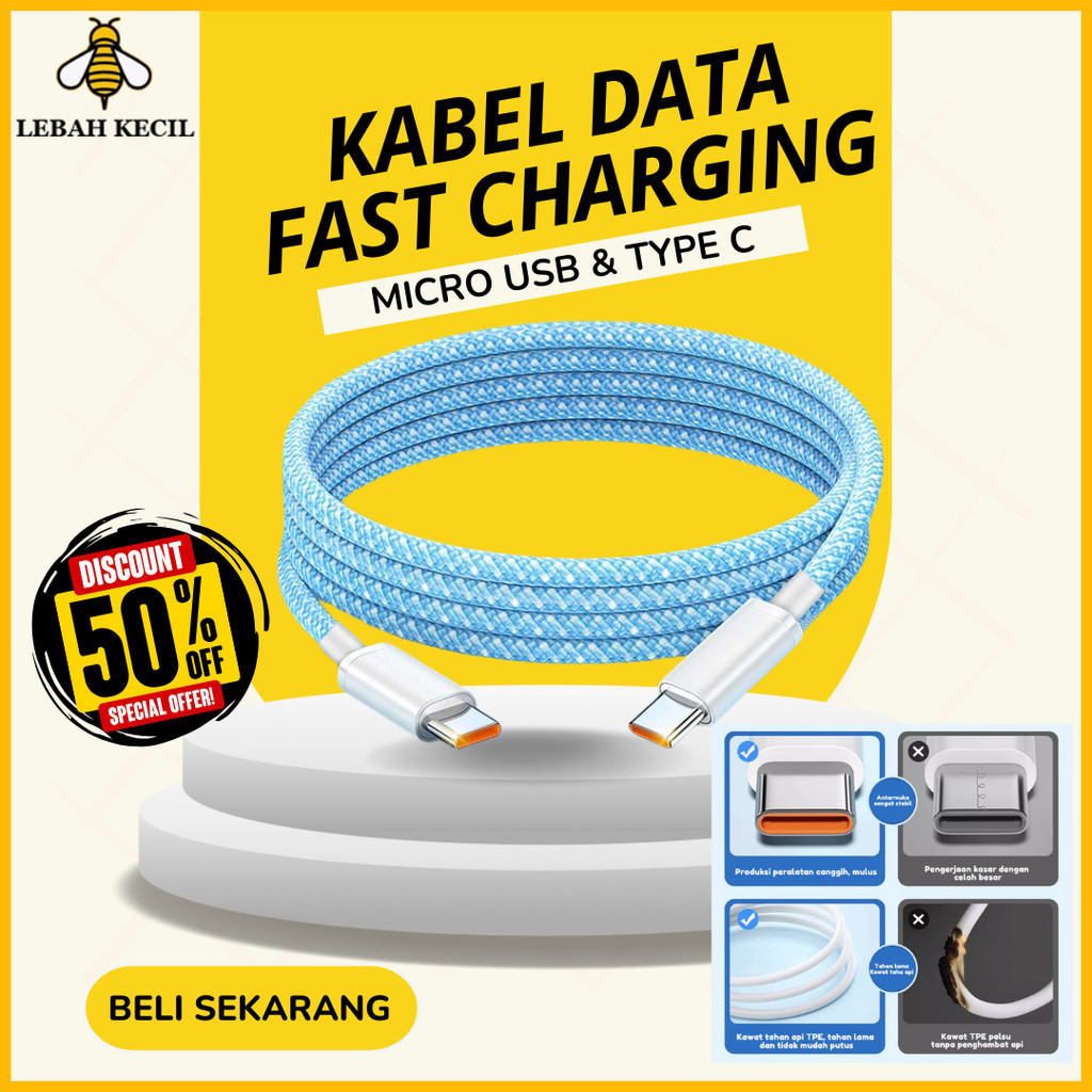 Jual Kabel Data Type C Micro USB 6A Fast Charger Redmi 8 9 10 10C/Note ...
