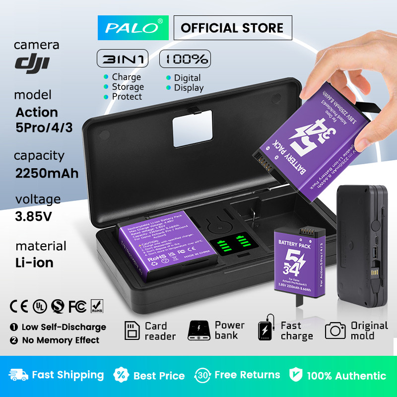 Jual PALO 2250mAh Baterai & Pengisi Daya Untuk DJI Osmo Action 5 Pro ...