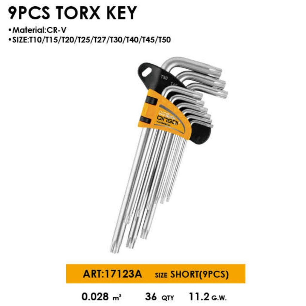 Jual DINGQI Kunci L Torx Allen Key Torx Type Set 17123A 17125A | Shopee ...