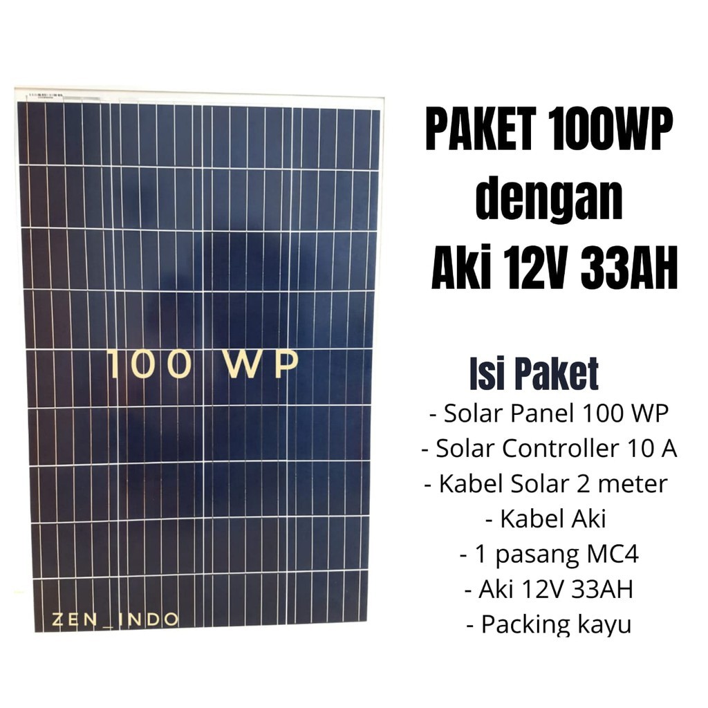 Jual Paket Solar Panel 100 WP, Controller 10 A dan Aki 12v 33 ah ...
