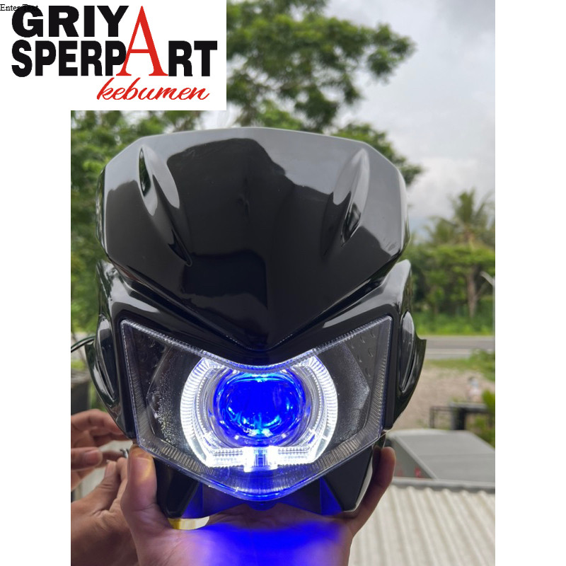 Jual Lampu depan KLX S 2009-2015 costome biled biled set caver hitam ...
