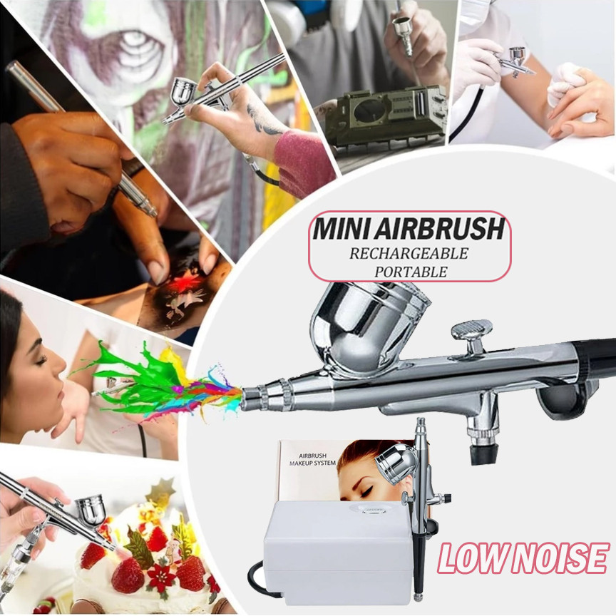 Jual Mini Dual Airbrush Compressor Set Rechargeable Portable Cordless ...