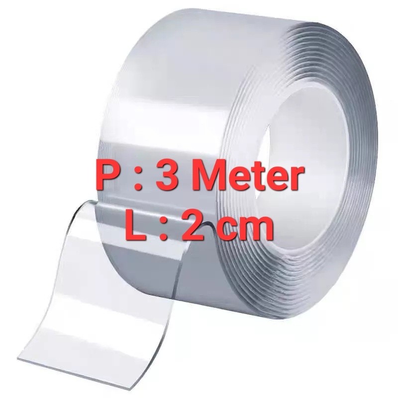 Jual Double tape nano 3 meter lebar 2cm lakban nano panjang 3 meter ...