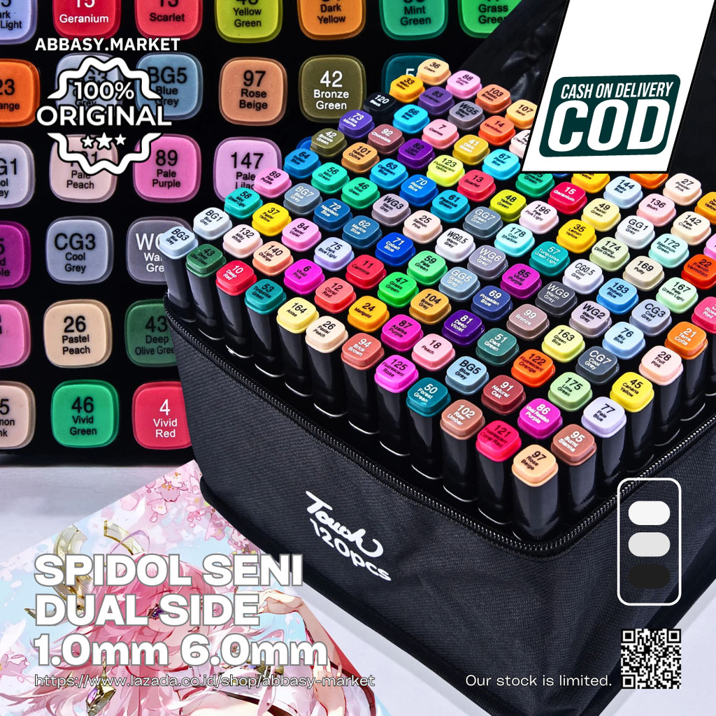 Jual Spidol Seni Dual Side Fine Art Brush Art Marker Set 1.0 and 6.0mm ...