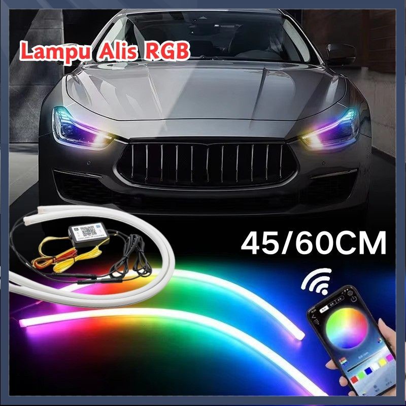 Jual 【COD】Lampu LED DRL Alis Flexibel RGB Premium 45/60 Cm LED RGB App ...