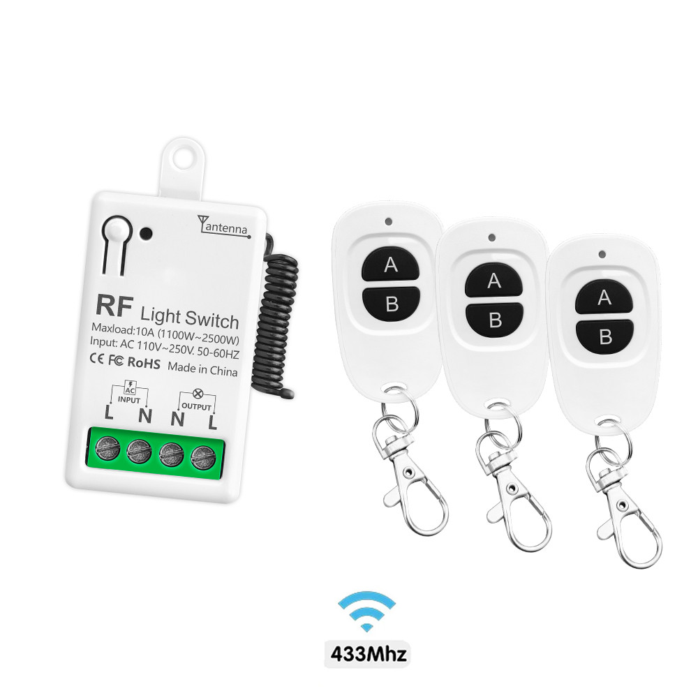 Jual RF433Mhz Wireless Remote Control Light Switch 110V 220V 10A Relay ...