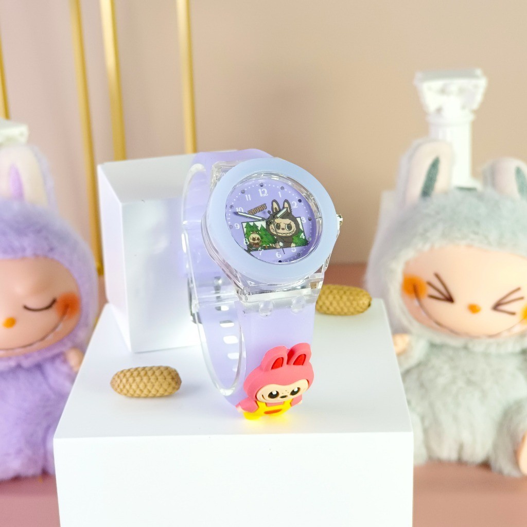 Jual JA17 LABUBU Jam Tangan Anak Jarum Lampu LED Perempuan Jam Tangan ...
