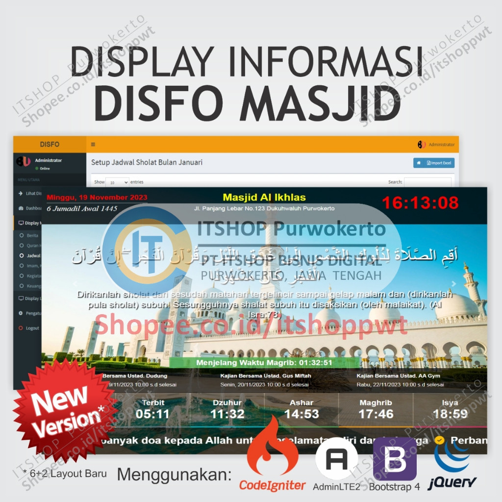 Jual Source Code Aplikasi Web Display Informasi Masjid Jadwal Sholat ...