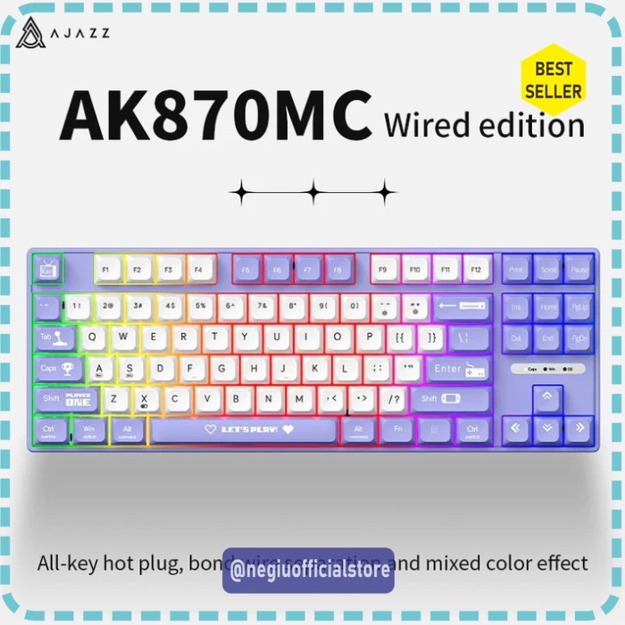 Jual (TTP) Ajazz AK870 / AK-870 Lite MC TKL Mechanical Keyboard Wired ...