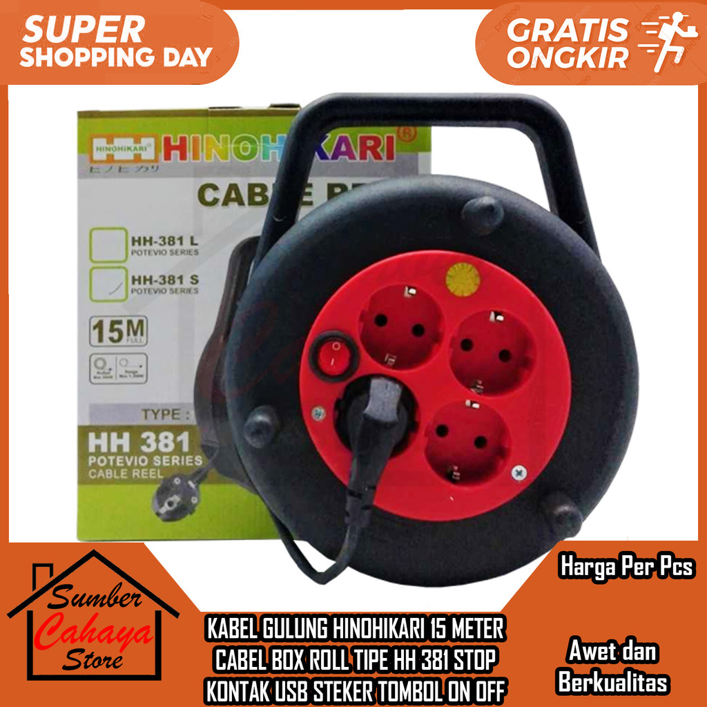 Jual Kabel Box Gulung Ukuran 15 Meter M Merek Hinohikari Tipe Switch HH ...