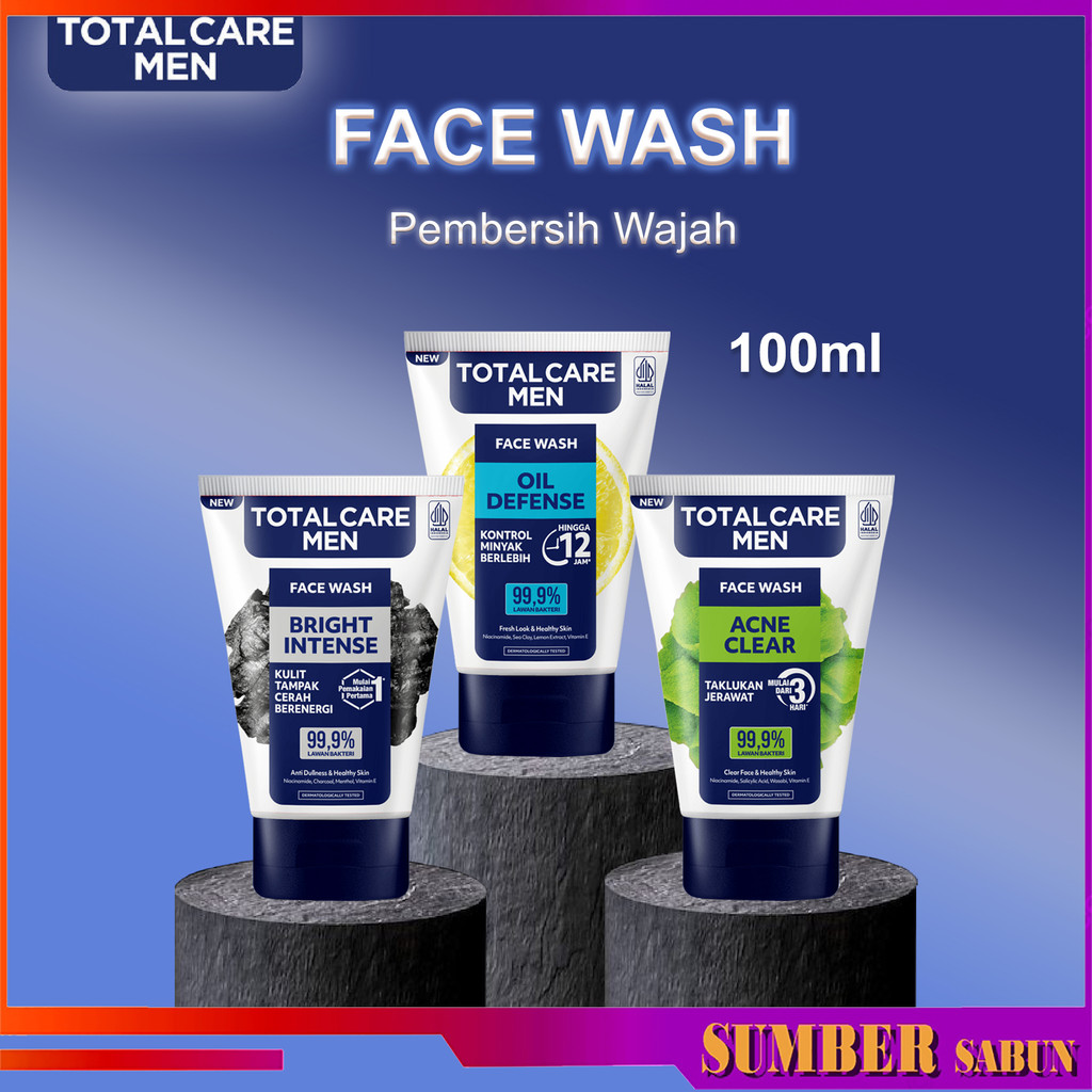 Jual Total Care Men Face Wash 100ml Sabun Cuci Muka - Pembersih Wajah Pria Cowok | Shopee Indonesia
