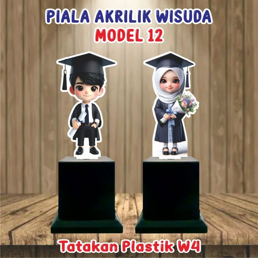 Jual (MODEL 12) Piala Wisuda Akrilik KAKI W4 POLOSAN/Kado Wisuda Kenang ...