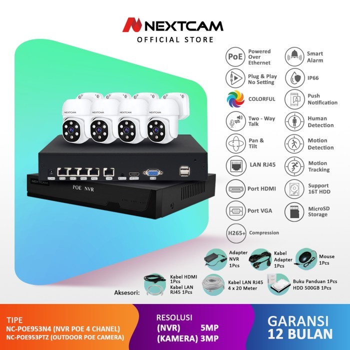 Jual Nextcam paket lengkap cctv 4 channel ipcam tinggal pasang tanpa ...
