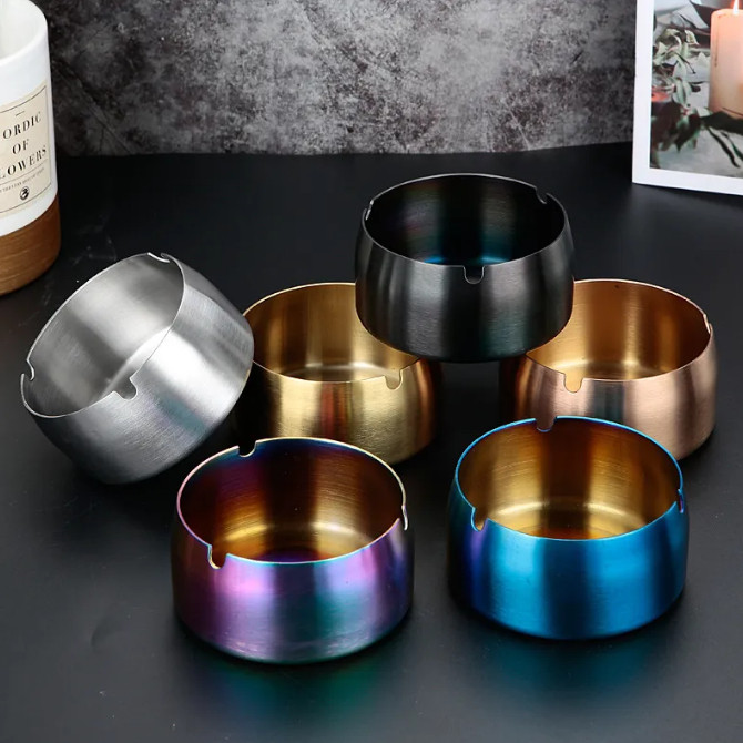 Jual Asbak Stainless Steel Tebal / Asbak Bulat Besi Polos 3 Lubang ...