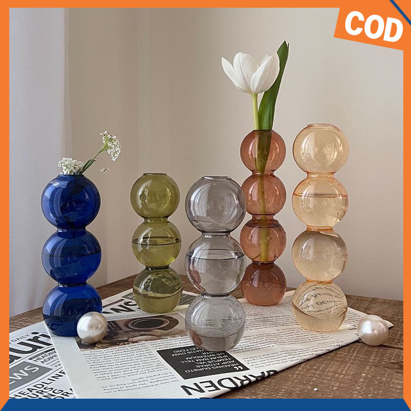 Jual Un Vas Bunga Kaca Bening Nordic Vase Vas Bunga Aesthetic Vas ...