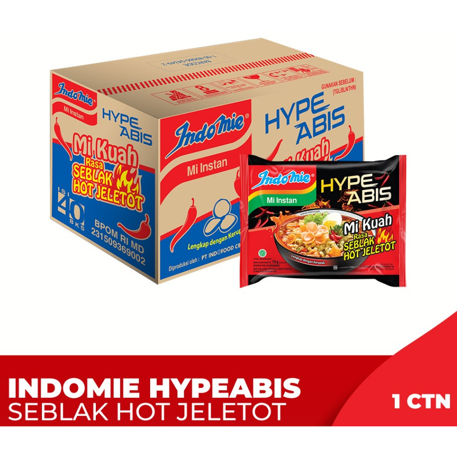 Jual 1 ctn - Indomie Hypeabis Seblak Hot Jeletot - indofood | Shopee ...