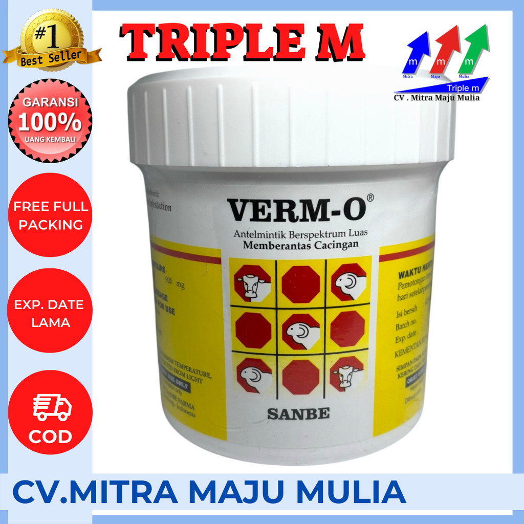 Jual VERM O 42Bolus TRIPLE M - Obat cacing sapi/ kambing/ terna SANBE ...