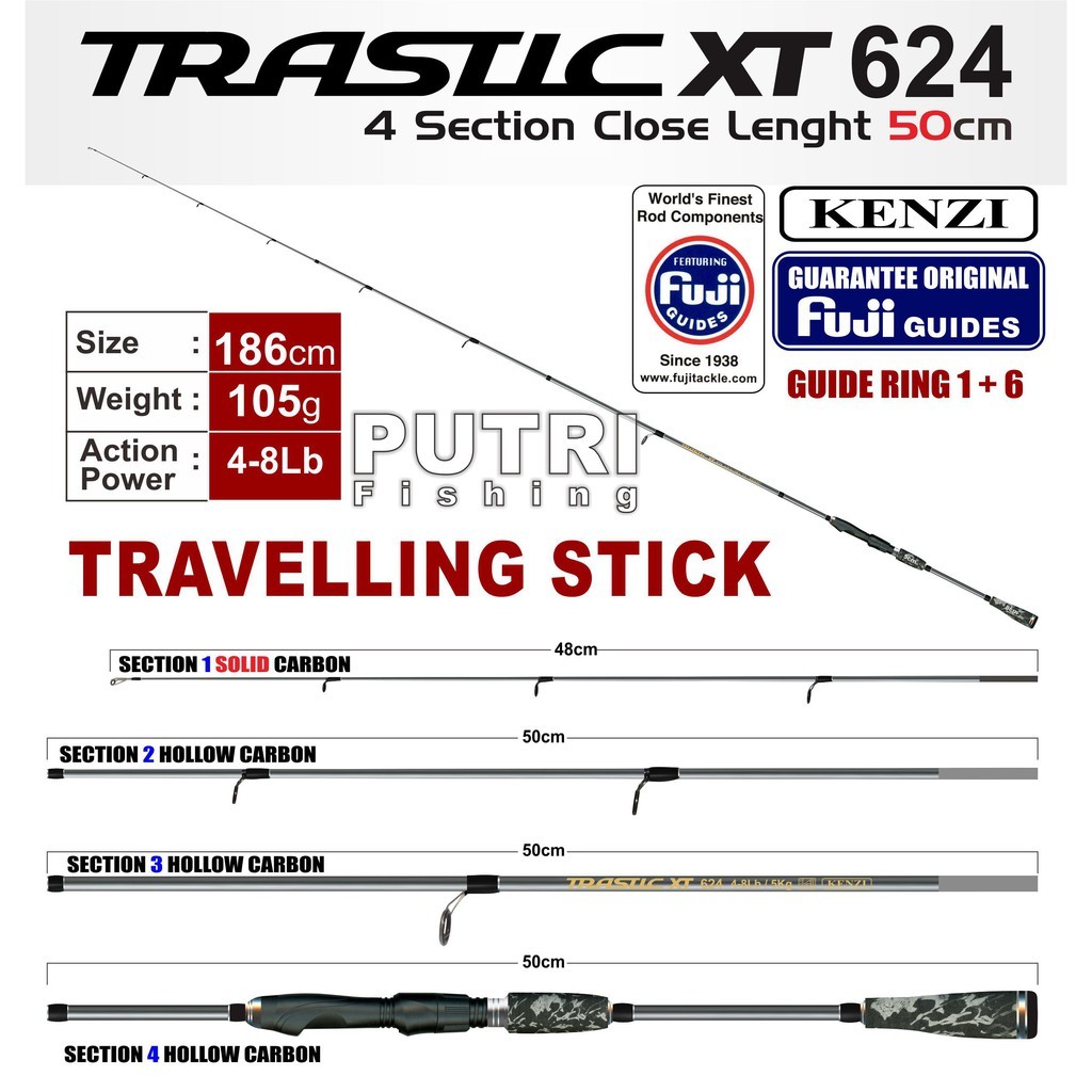 Jual KENZI TRASTIC XT 624 TRAVEL ROD Fuji Guides 4-8Lbs Spinning ...