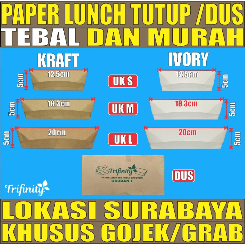Jual Paper Lunch Box Tebal Kraft Coklat n Ivory Putih Food Tray Uk S M ...