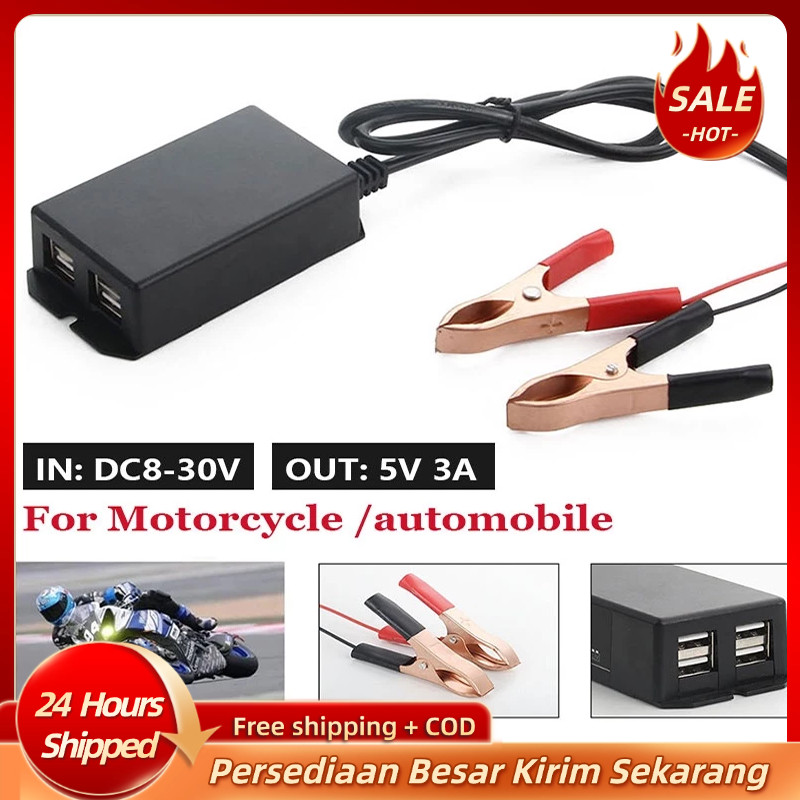 Jual 4 USB Charger Aki Portable Motor Motorcycle Digital Voltmeter ...
