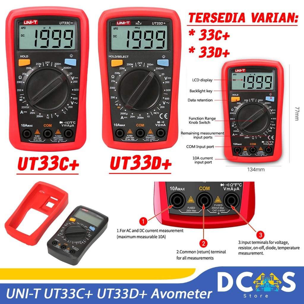 Jual UNI-T UT33C+ UT33D+ Digital Multimeter Avo Meter Multitester ...
