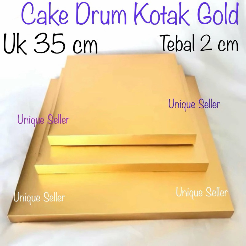 Jual Alas Kue Cake Drum Uk 35 cm KOTAK GOLD EMAS Tebal 2 cm / Cake ...
