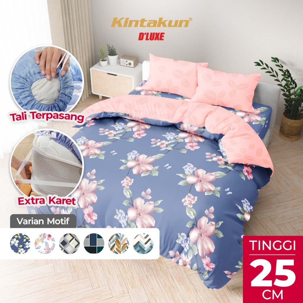 Jual Kintakun Bed Cover Set Fitted 180 x 200 DLUXE Aesthetic Bunga ...