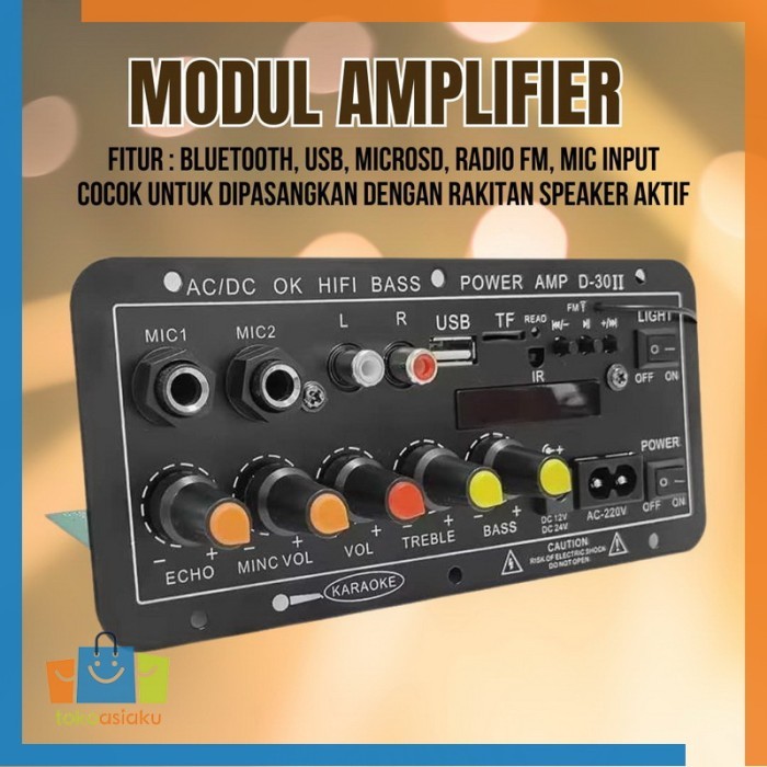Jual Modul Amplifier Audio Player Bluetooth USB Micro SD Radio FM 30W ...