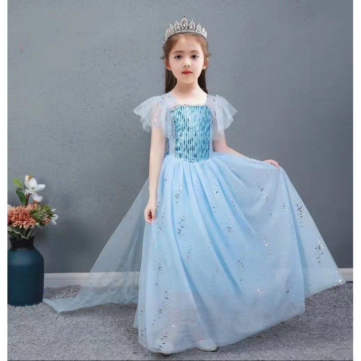 Jual Terlaris -Kostum FROZEN ELSA 36 Dress Princess Manik Tangan Pendek ...