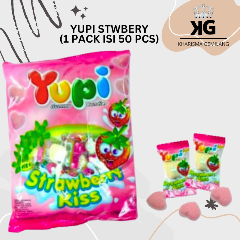 Jual KG - YUPI STAWBERRY KISS (1 Pack Isi 50 Pcs) Permen Manis Rasa Stawberry Sak Murah Anak ...
