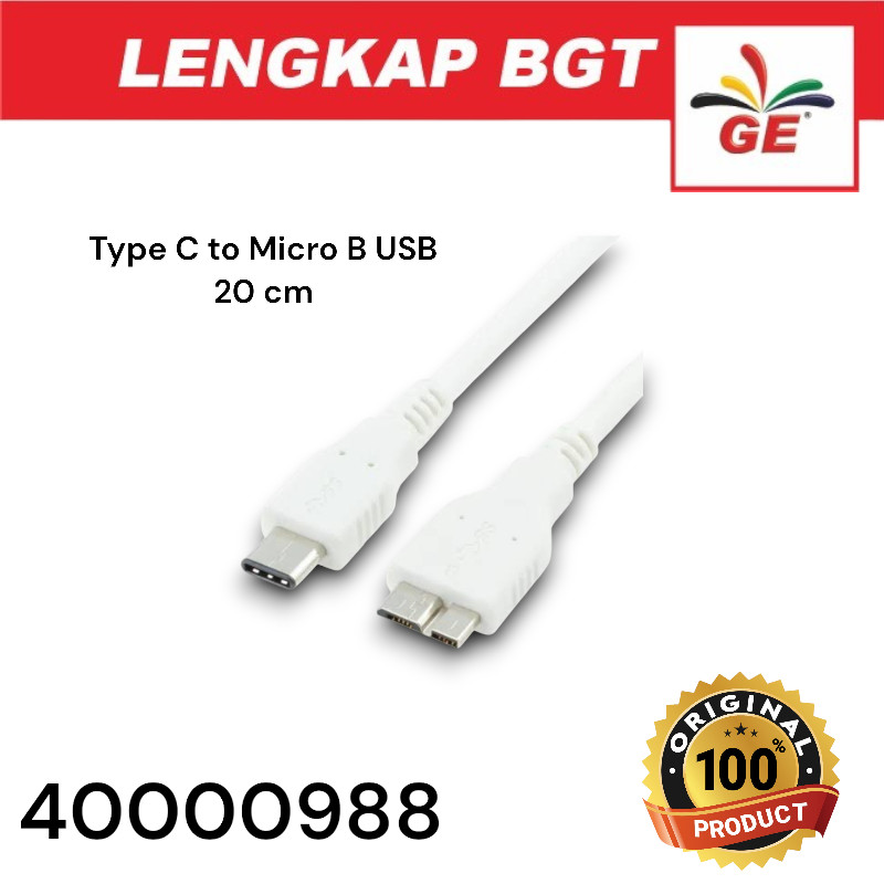 Jual Kabel USB Type C to Micro B USB HDD External 20 cm White ...