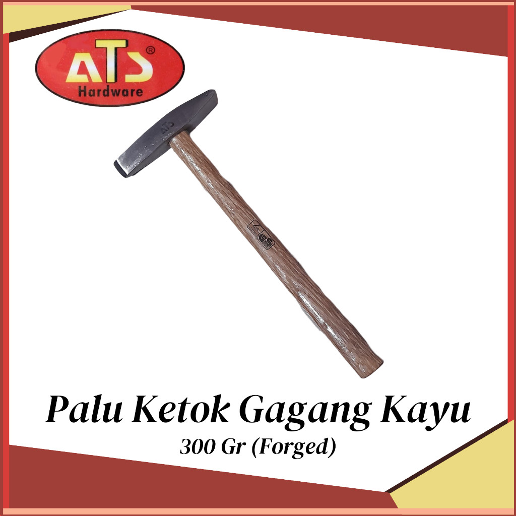 Jual ATS Palu Ketok Gagang Kayu 300gr / Chipping Hammer 300 gram Forged ...