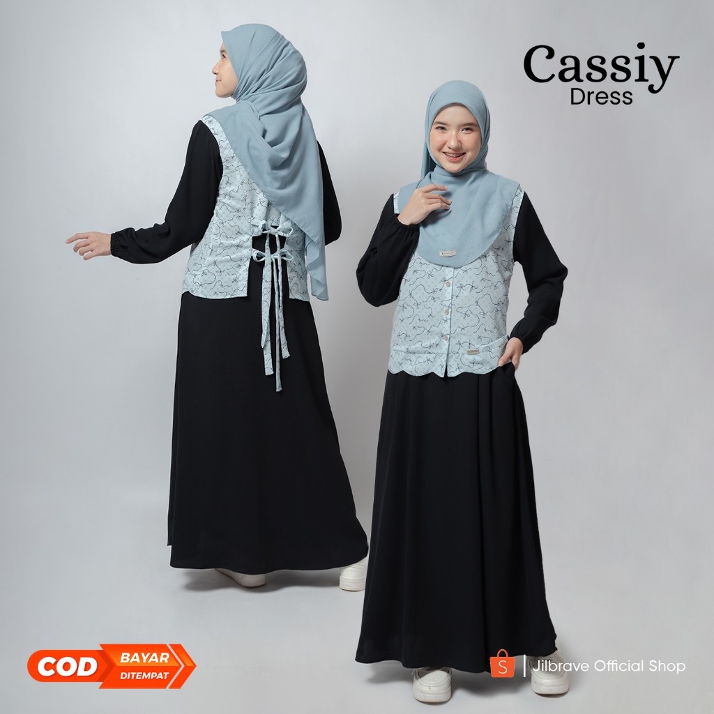 Jual JILBRAVE Cassiy Dress Gamis Wanita Coquette 2 in 1 Vest Motif Pita Feminine Casual | Shopee ...