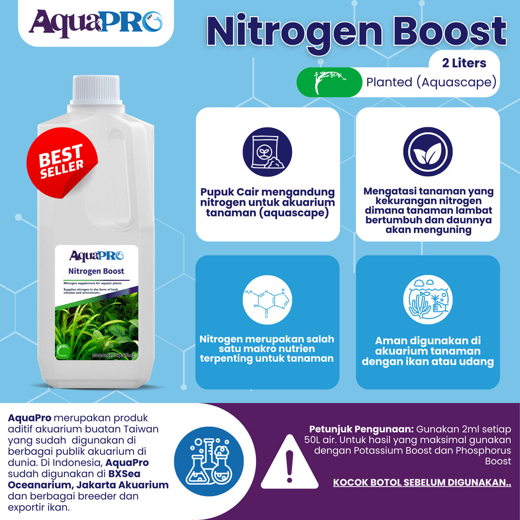 Jual AquaPro Nitrogen Boost 2Liter/67.6floz Pupuk Cair Nitrogen ...