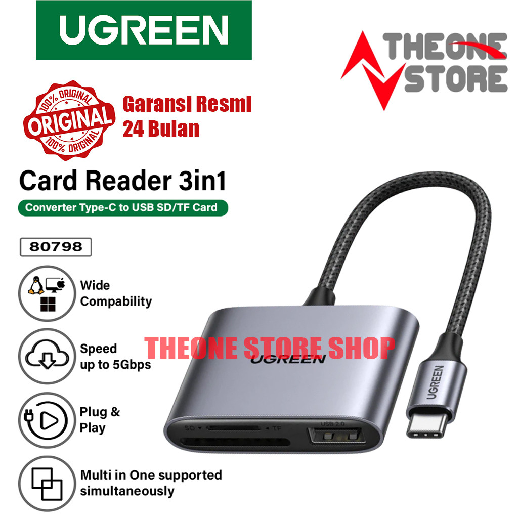 Jual UGREEN Card Reader OTG USB Type C to SD TF MicroSD Memory Card USB Flashdisk | Shopee Indonesia
