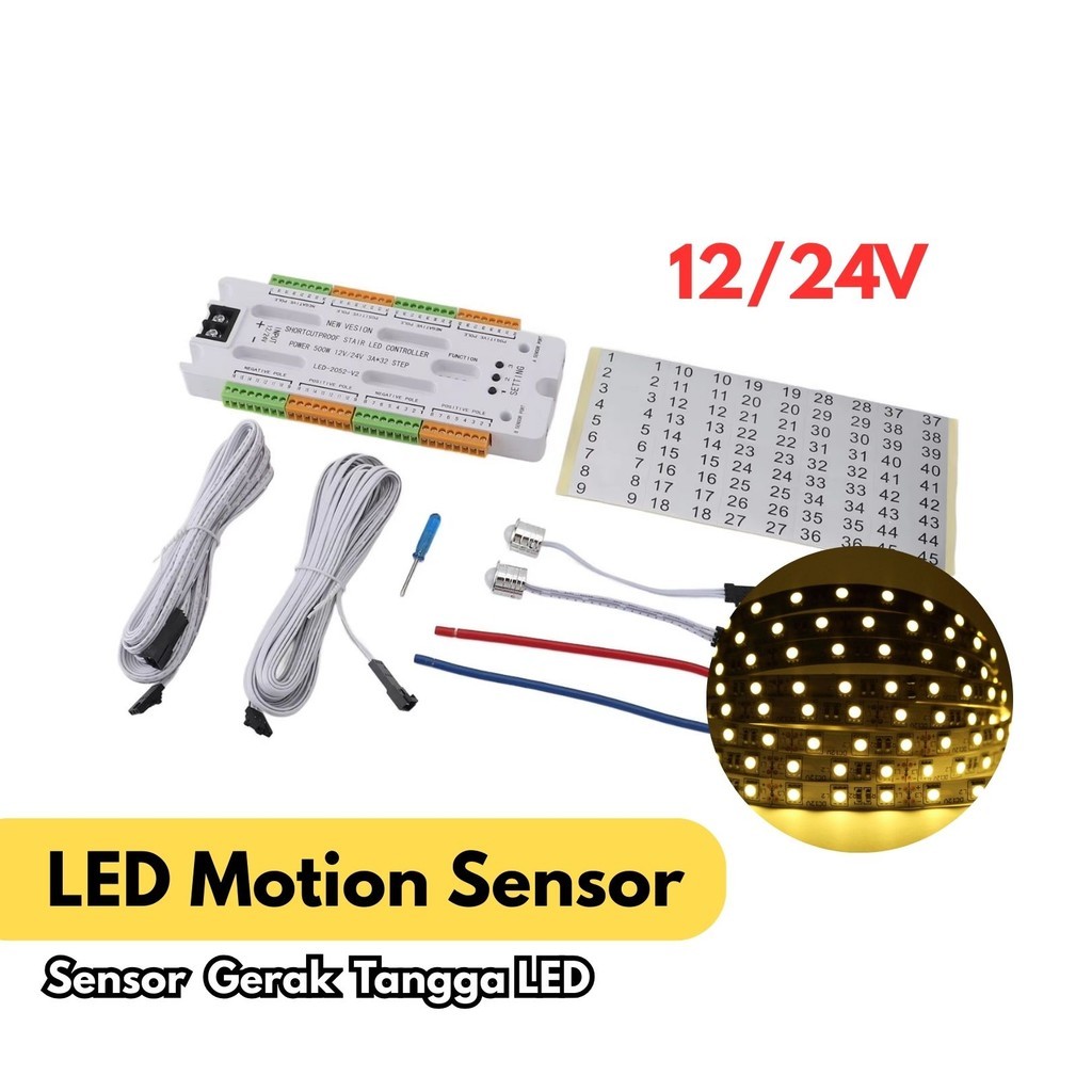 Jual LED Motion Sensor Lampu Strip LED Fleksibel Otomatis 32 Channel ...