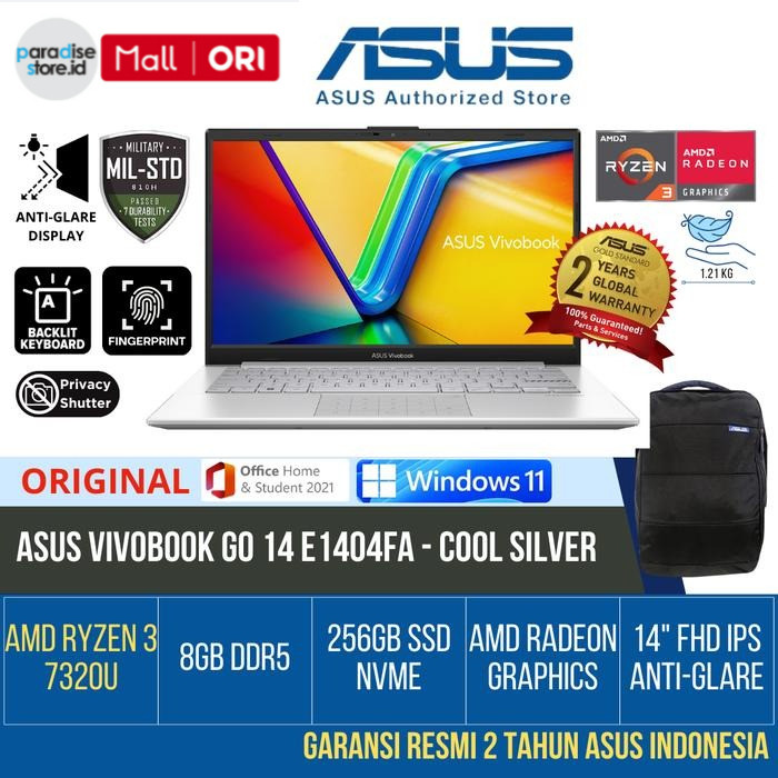Jual Laptop ASUS Vivobook Go 14 E1404FA-FHD321M/322M/323M / AMD Ryzen 3 ...
