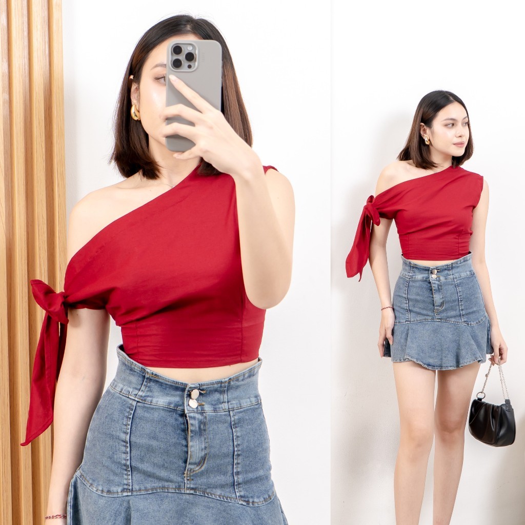 Jual [GURLBUCKET] Ocean Off Shoulder Top / Atasan / Top Linen Rami ...