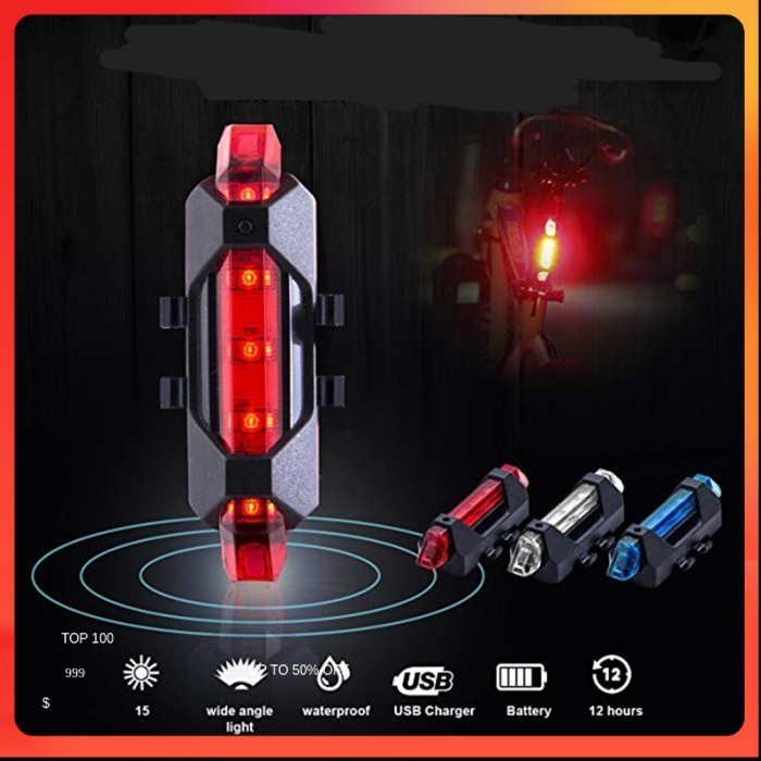 Jual Lampu Belakang Sepeda LED USB Rechargeable Waterproof White ...