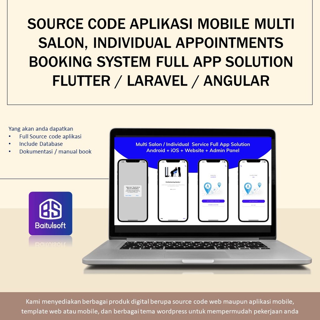 Jual SOURCE CODE APLIKASI MOBILE MULTI SALON, INDIVIDUAL APPOINTMENTS BOOKING SYSTEM FULL APP ...